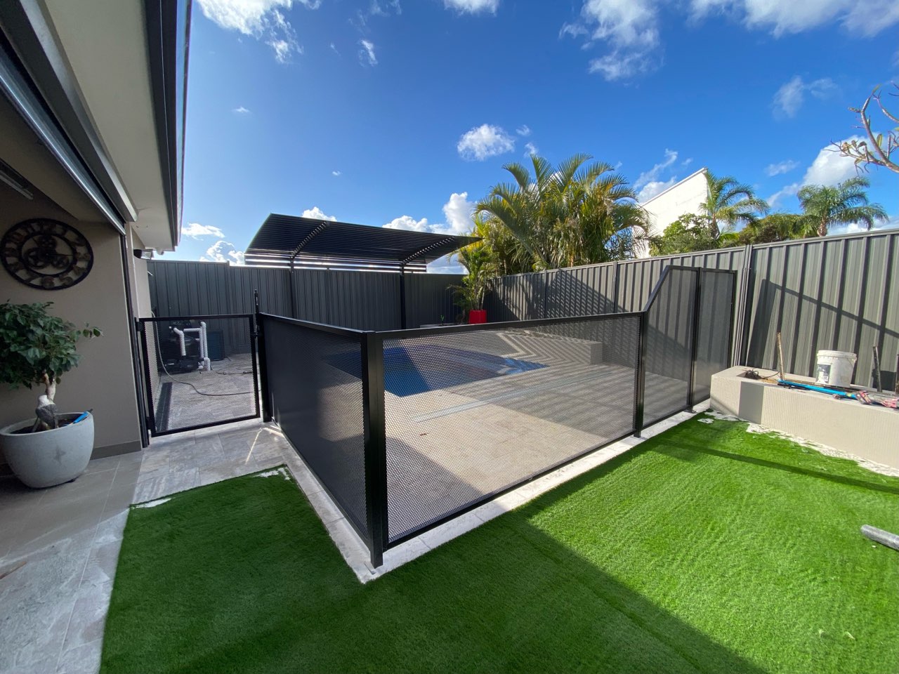 Perforated Pool Fence 38x38 frame & cover clip Monument satin – Pool ...